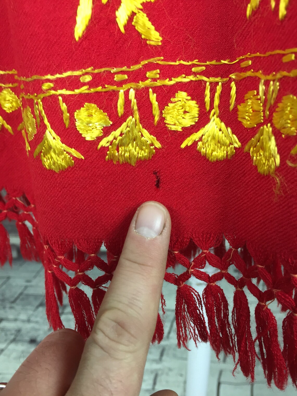 Original Vintage Red Wool And Gold Embroidered Shawl | Etsy