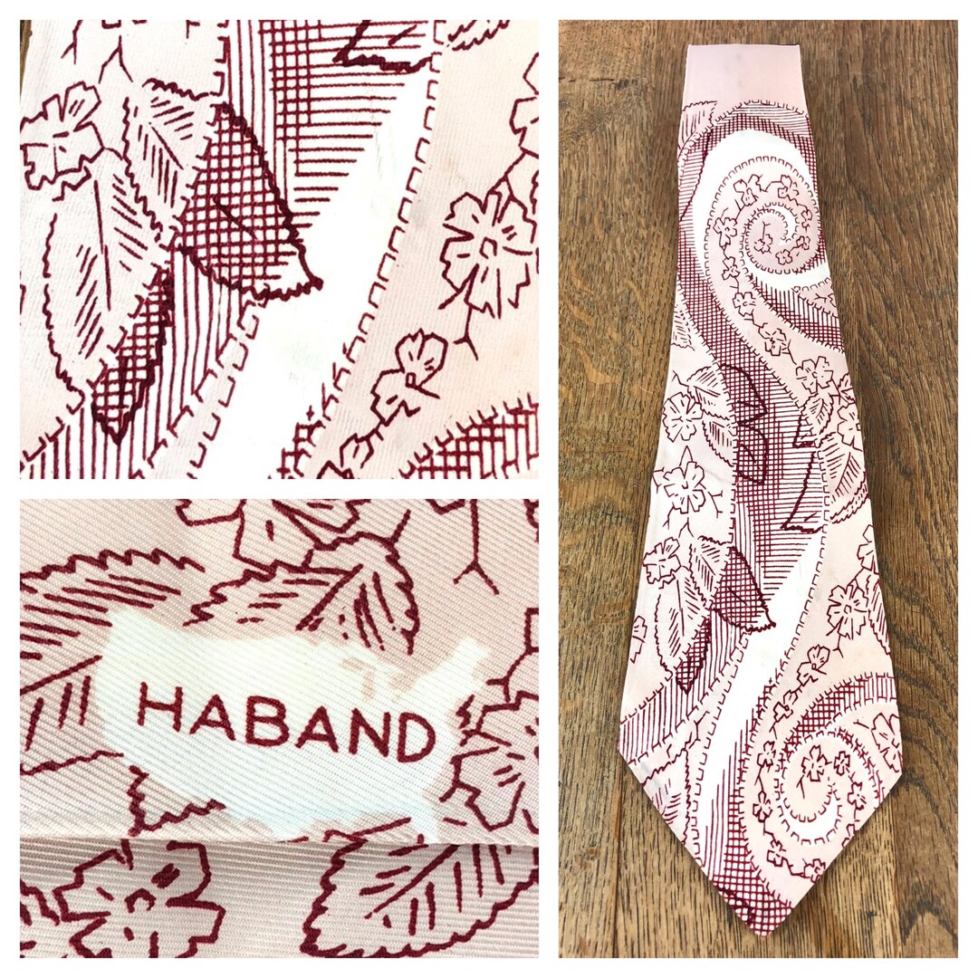 Original 1940s American Rayon Swing Tie With Burgundy White and Dusty ...