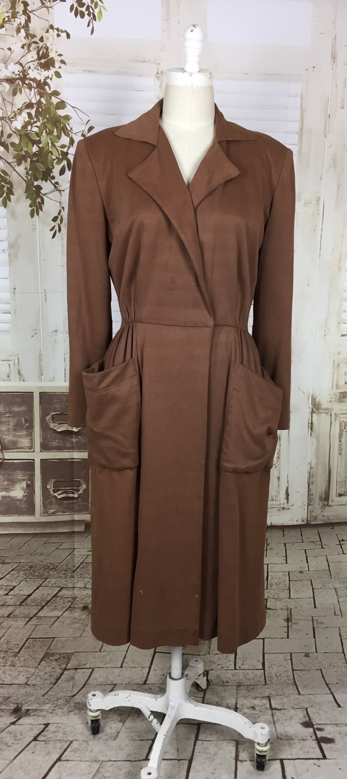 Original 1940s 40s Vintage Brown Gab Gabardine Faux Suede - Etsy