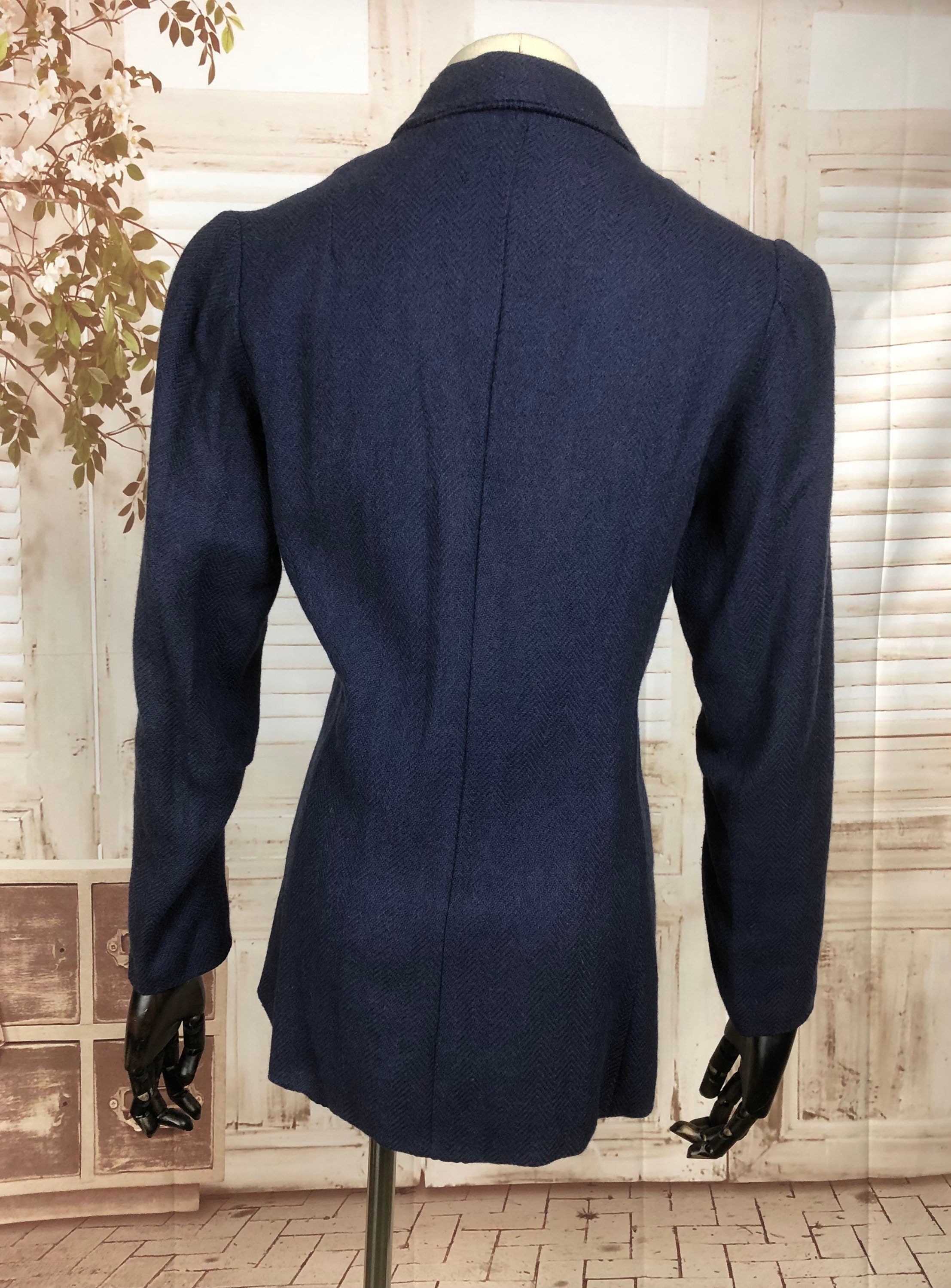 Original 1930s 30s Vintage Navy Blue Wool Jacket With Brass - Etsy UK