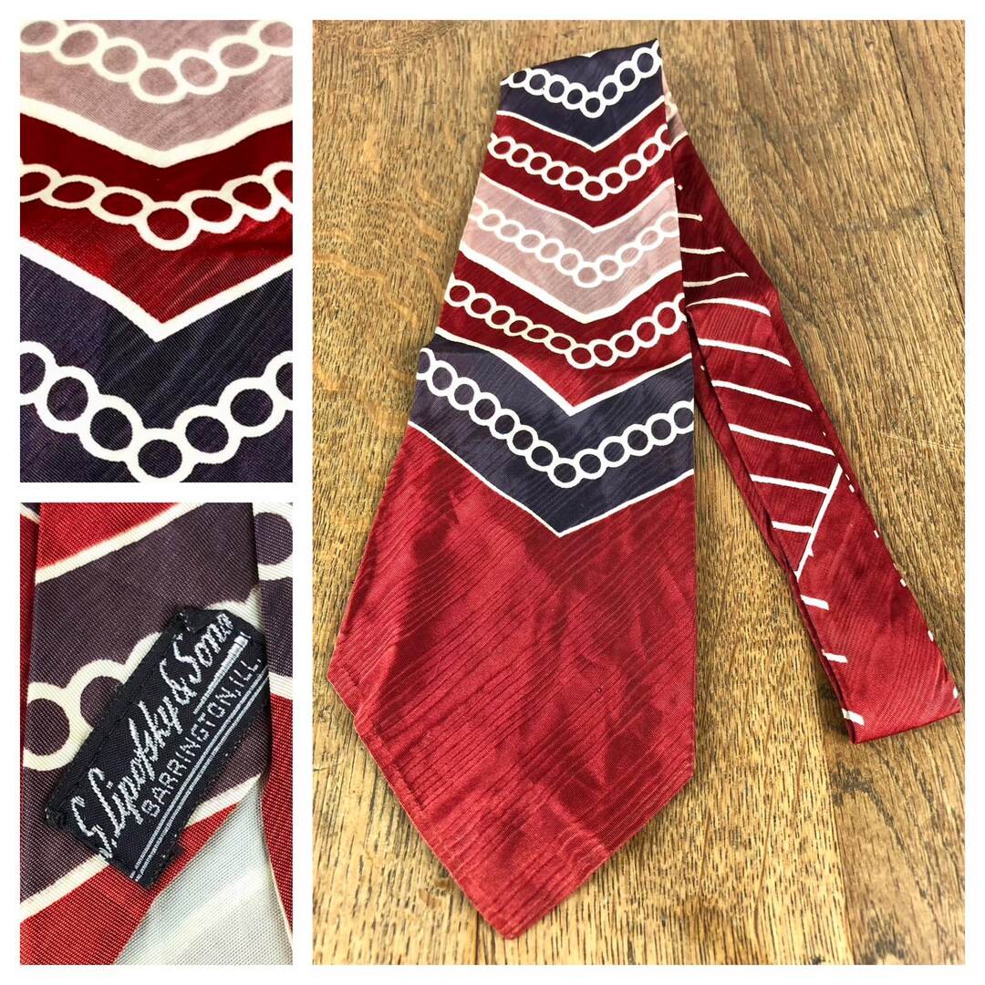 Original 1940s Red and Navy Chevron American Rayon Swing Tie by S ...