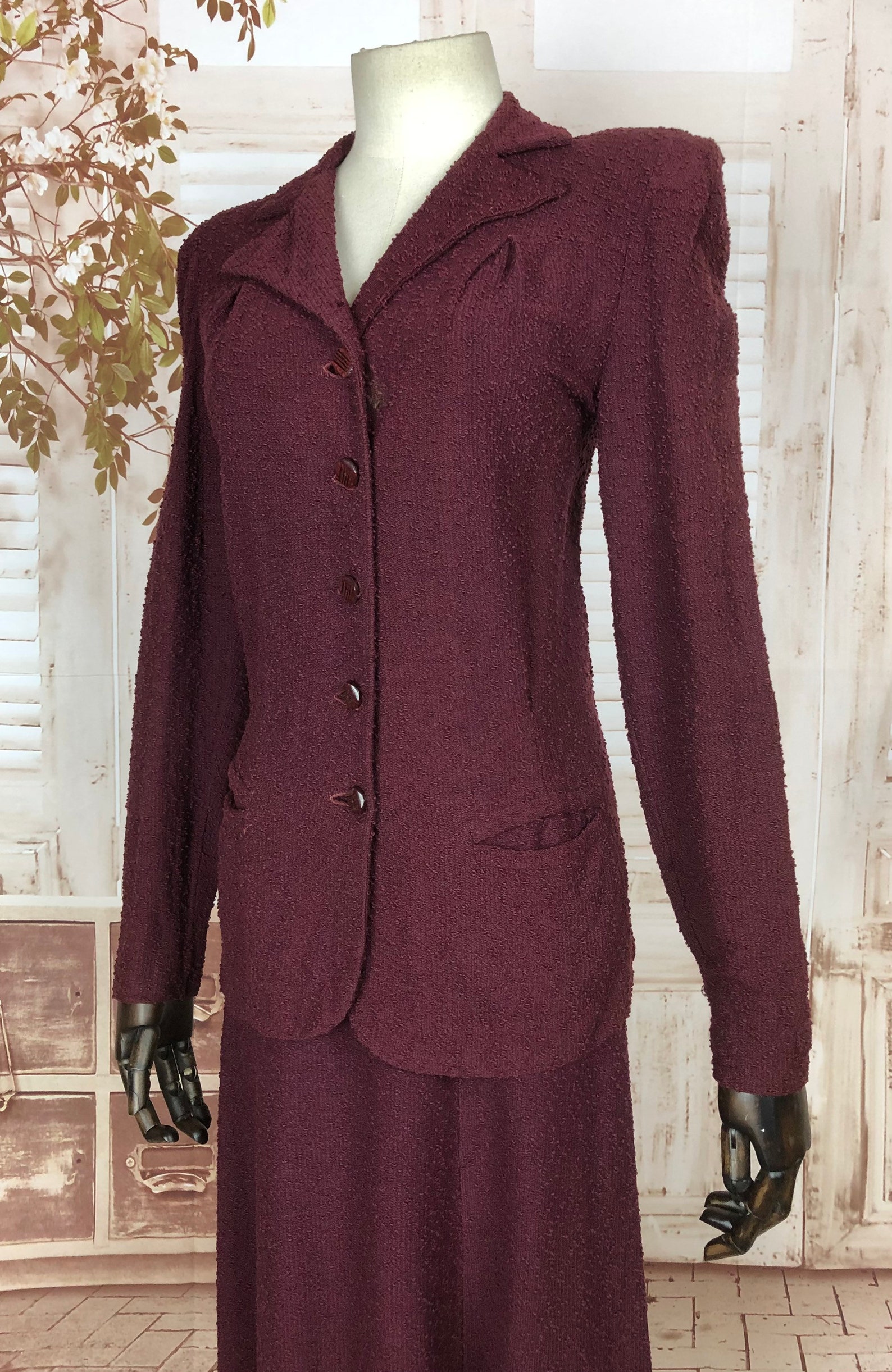 Fabulous Original Vintage 1940s 40s Burgundy Nubby Wool Suit - Etsy