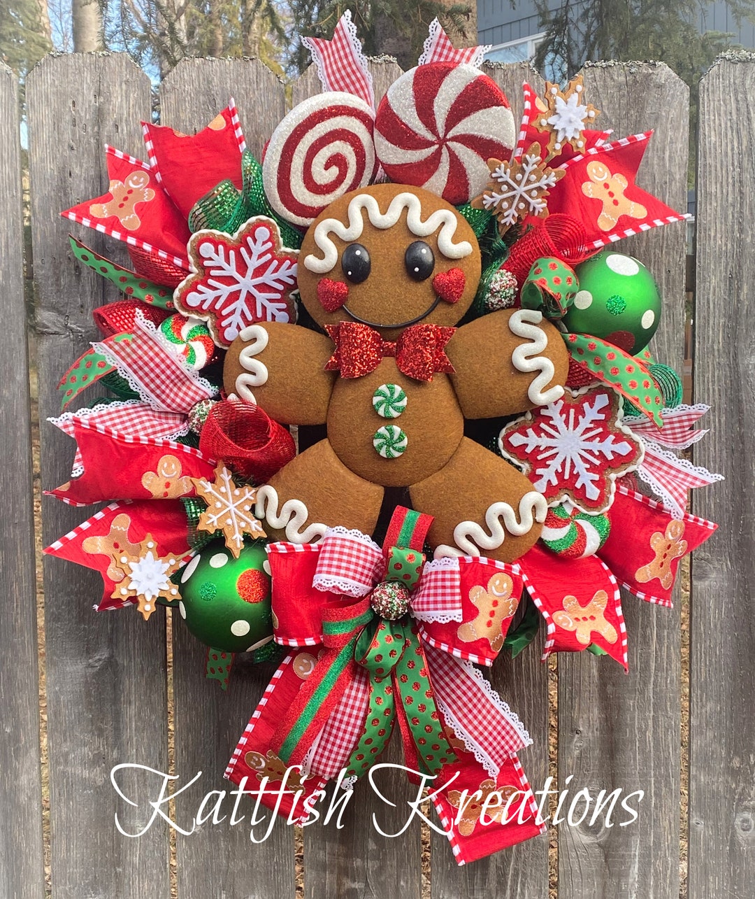 Gingerbread Man Christmas Wreath for Front Door, Candy Land Christmas ...