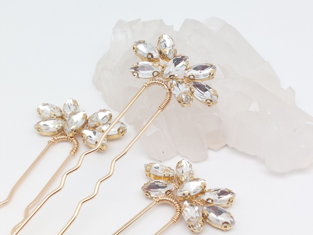 Wedding Hairstyle Swarovski Crystal Bun Pins Wedding Bride Crystal ...