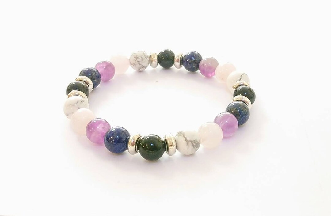 Stone Bracelet calm and Serenity Onyx, Howlite, Pink Quartz and ...
