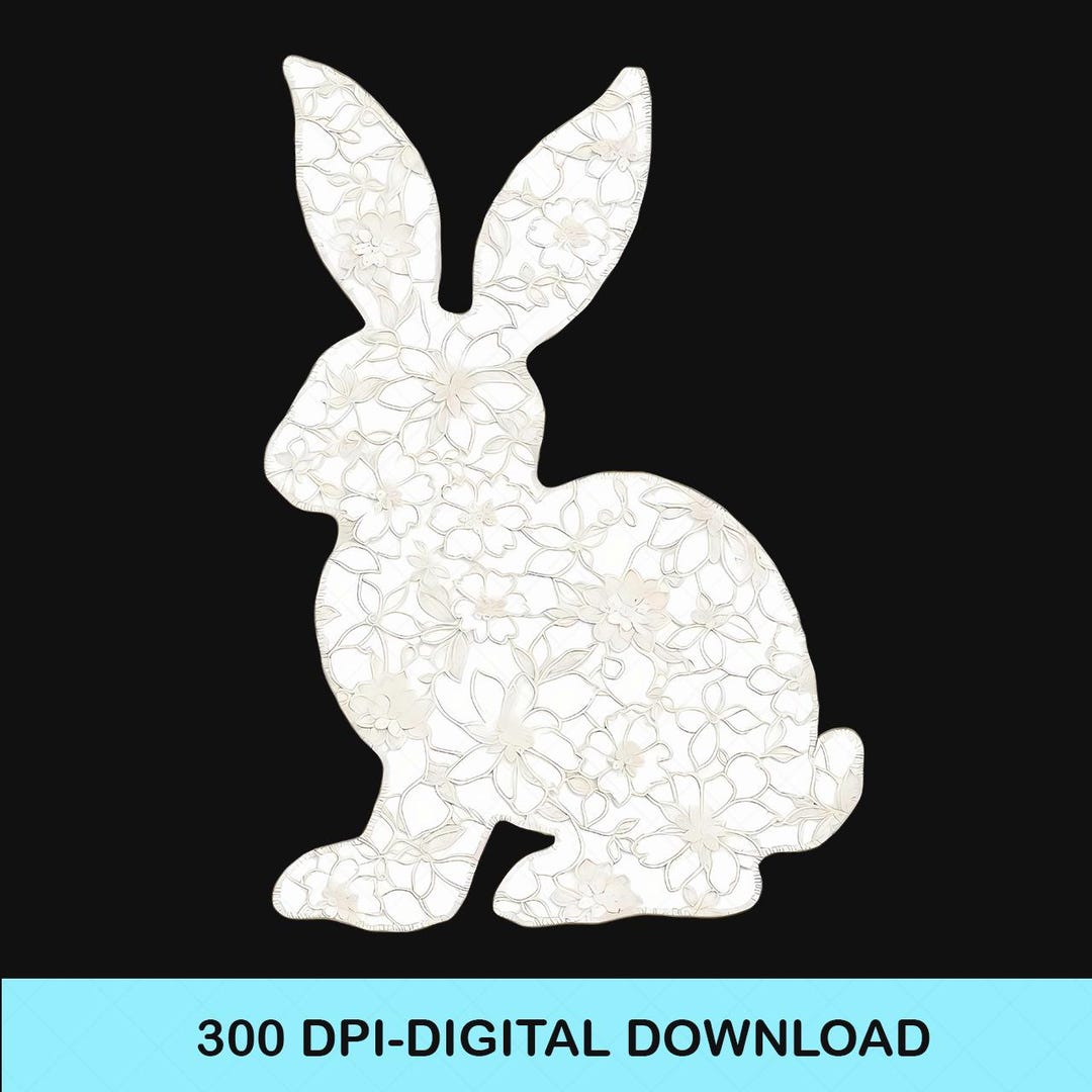 White Lace Floral Rbbit Png, Easter Bunny Png, Dalmatian Dots Font ...