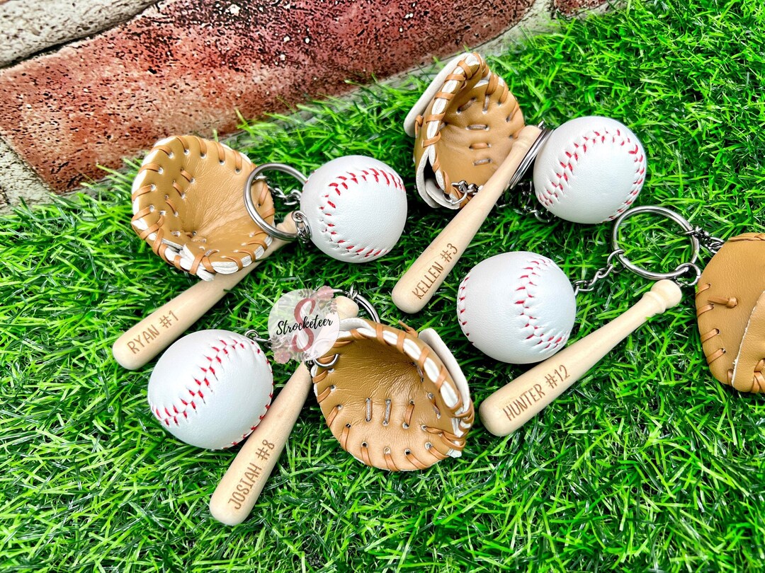 Personalized End of Season Baseball Keychain - Mini Bat Baseball and ...