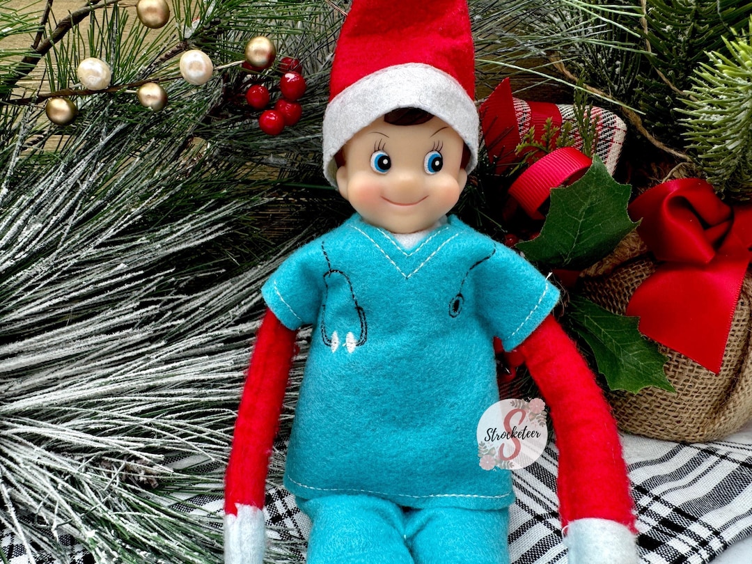 Dr. Elf Nurse Elf Blue Includes Scrub Top and Pants Christmas Elf ...