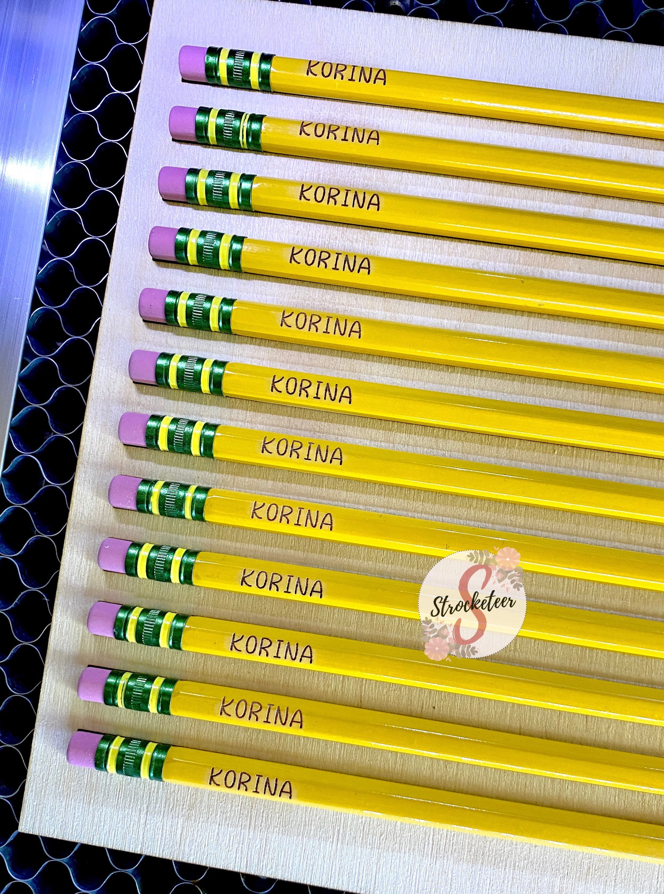 Personalized Pencils With Matching Pink Eraser Customized With - Etsy UK