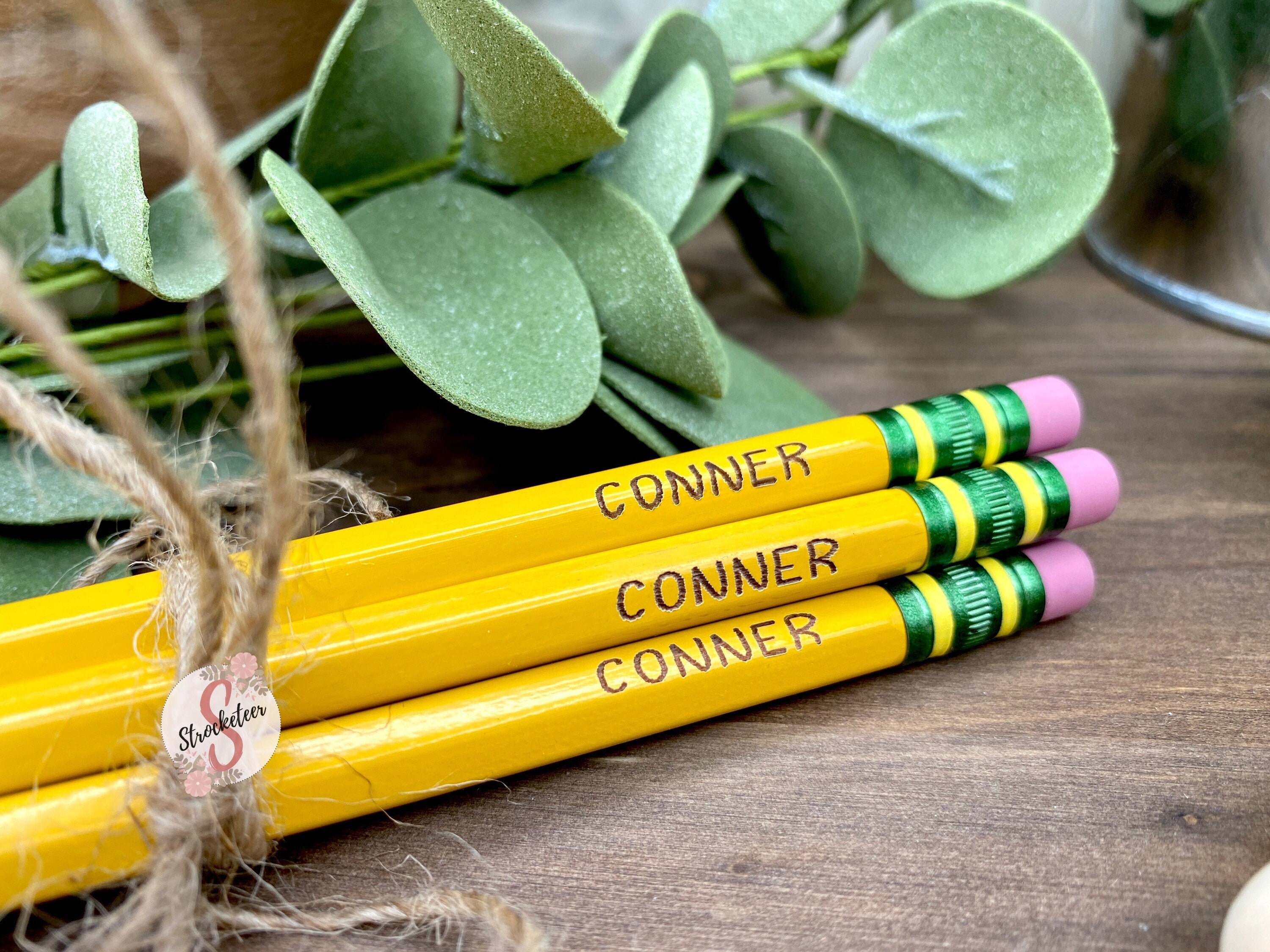 Personalized Pencils With Matching Pink Eraser Customized With - Etsy UK