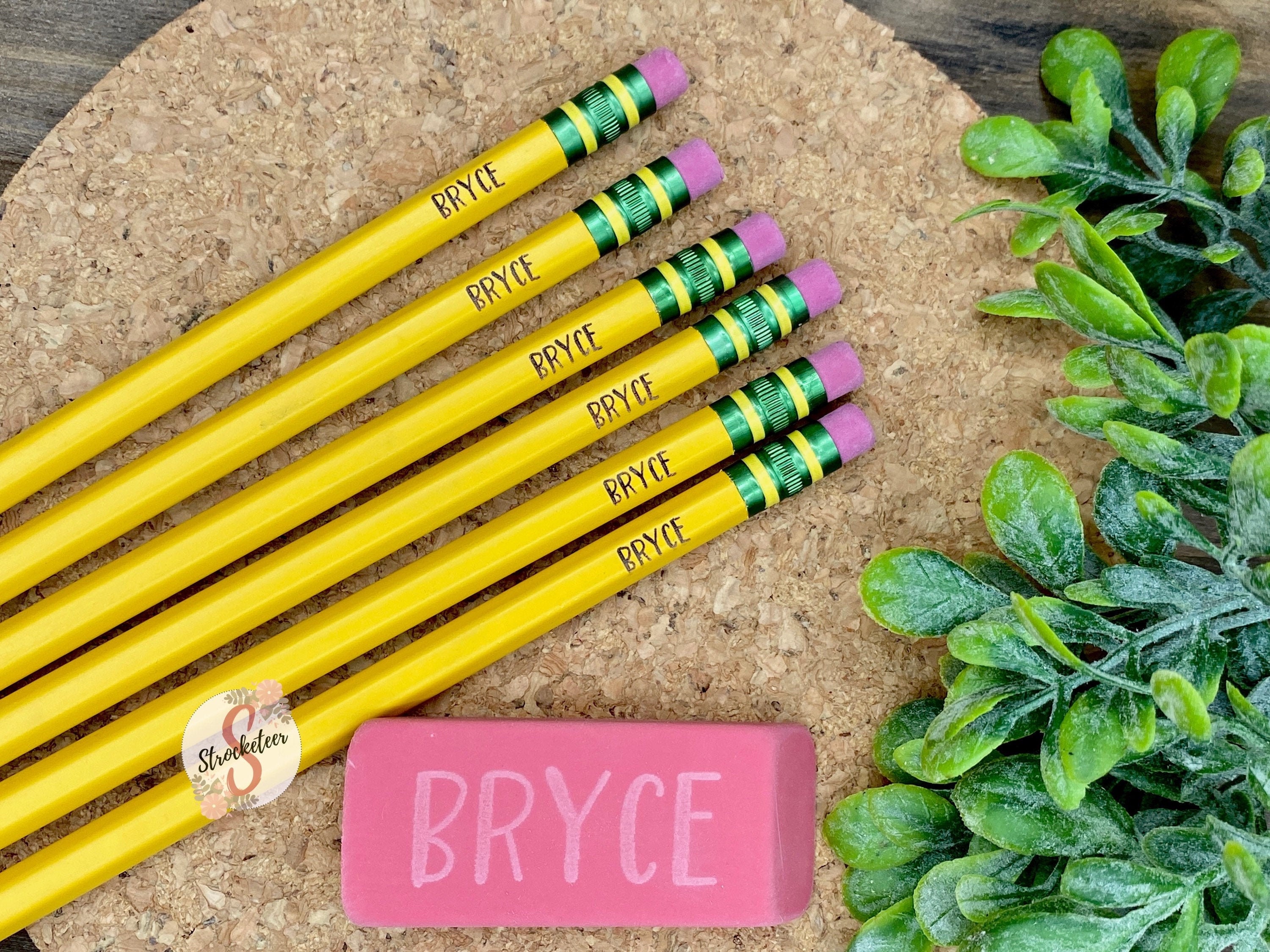 Personalized Pencils With Matching Pink Eraser Customized With - Etsy UK
