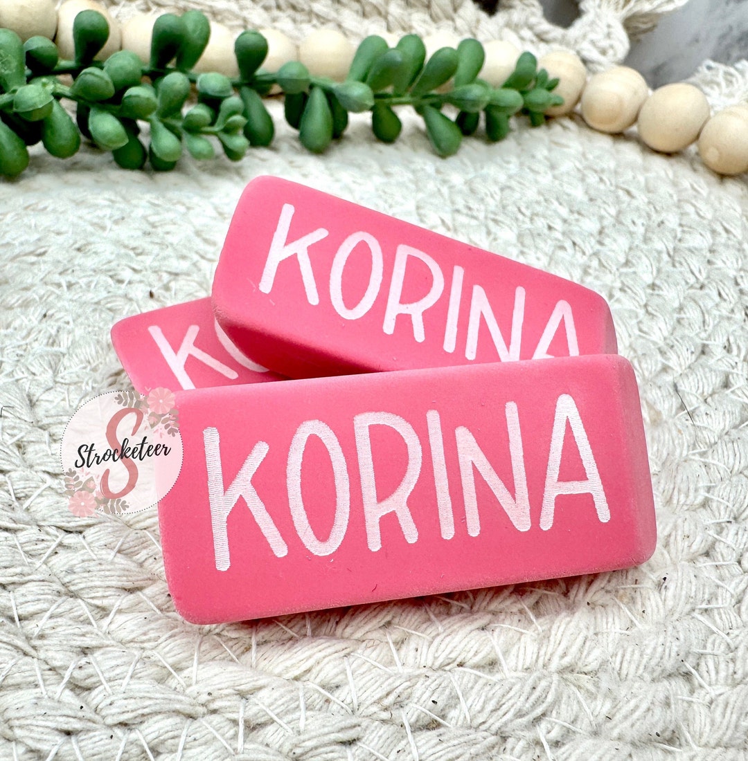 Personalized PINK Erasers - Customized With Your Name Back to School ...