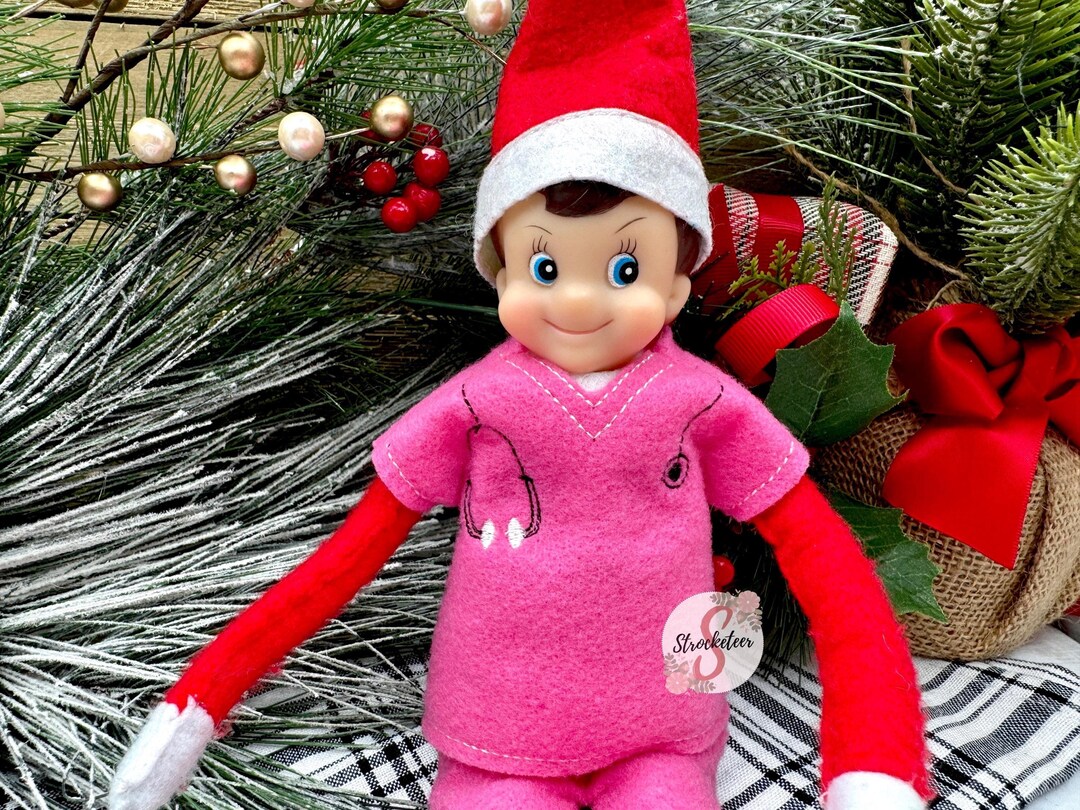 Dr. Elf Nurse Elf Pink Includes Scrub Top and Pants Christmas Elf ...
