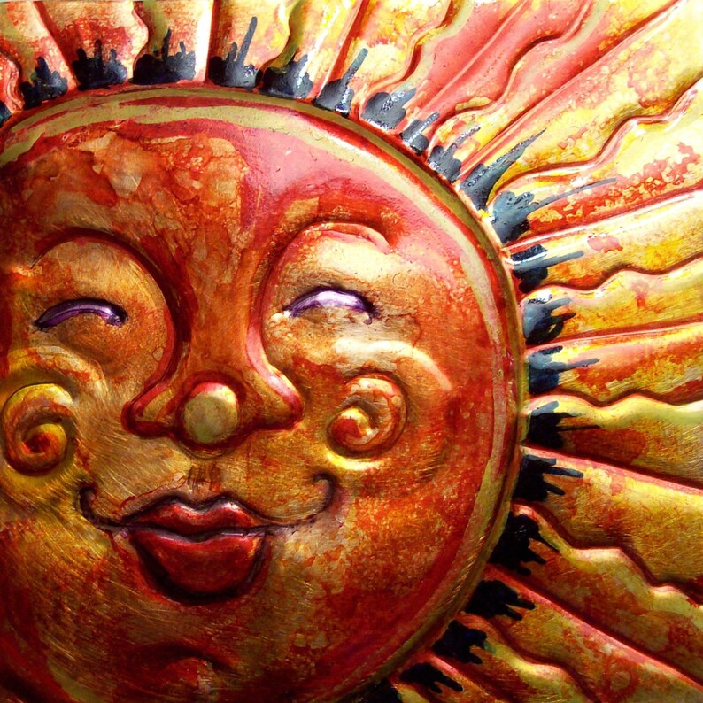 Smiling Copper Sun Blank Cards, Bright Unique Notecards, Sun Face ...