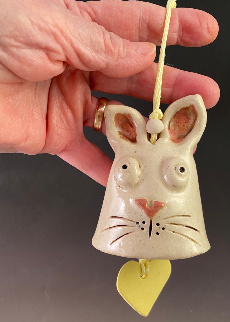 Whimsical Pottery Bunny & Puppy Bells Ceramic Animal - Etsy