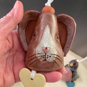 Miniature Pottery Bunny & Bird Bells Whimsical Ceramic - Etsy
