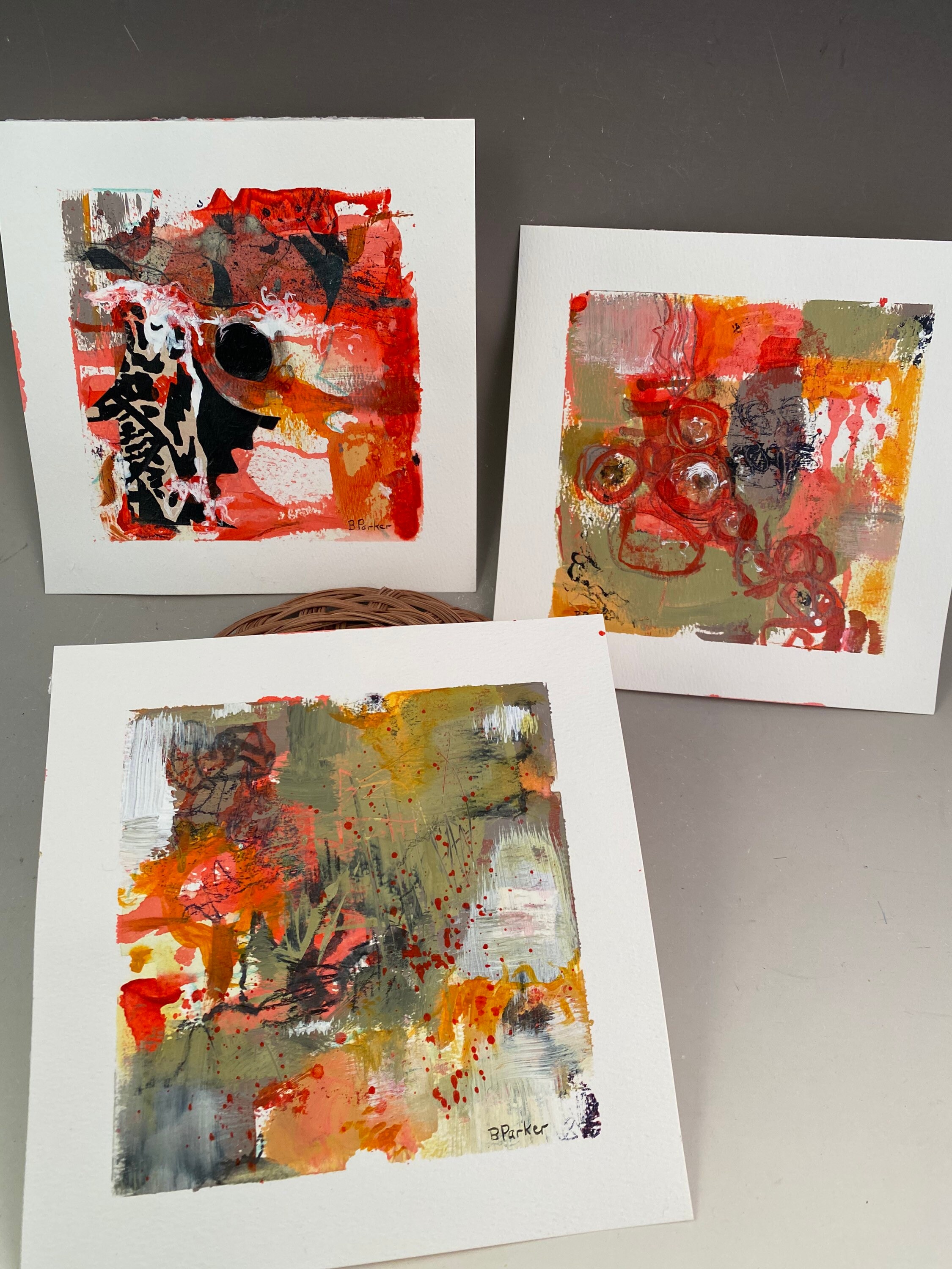 Original Abstract Painting on Paper. Unframed Acrylic Mixed Media Art ...
