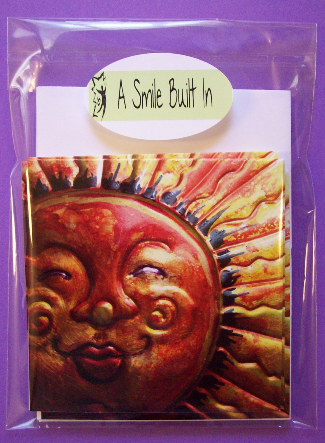 Smiling Copper Sun Blank Cards, Bright Unique Notecards, Sun Face ...