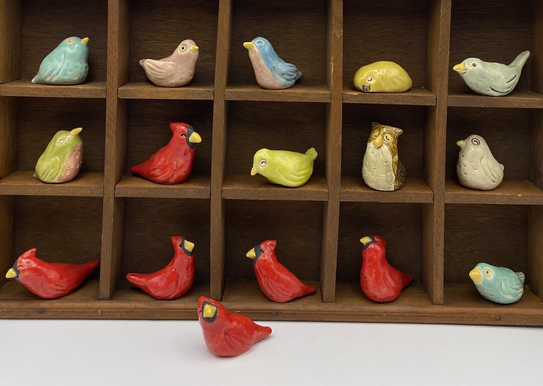 Whimsical Miniature Ceramic Bird Sculptures. Tiny Birds. Bitty Pottery ...