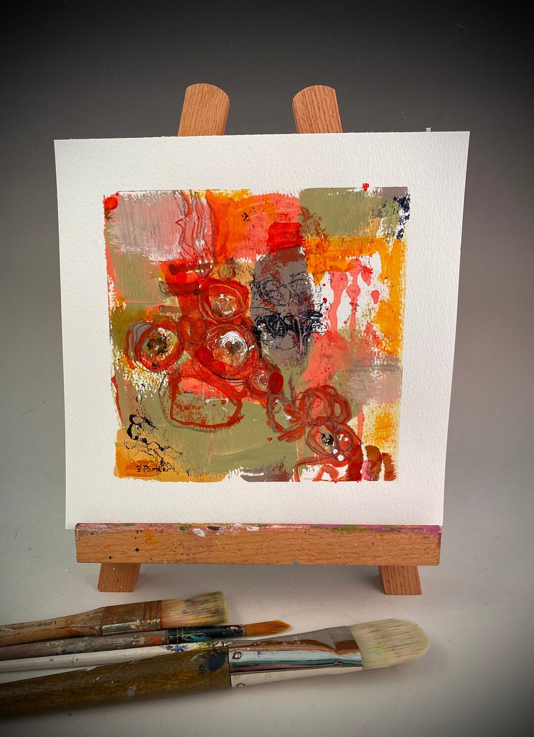 Original Abstract Acrylic Painting. Red Mixed Media Contemporary Art on ...