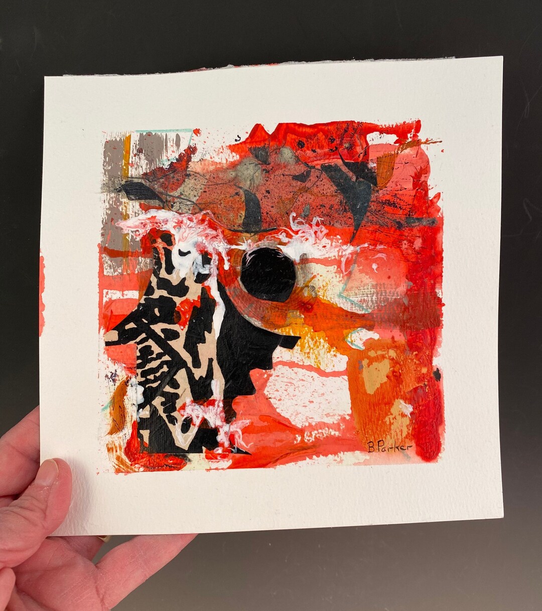 Original Abstract Painting on Paper. Unframed Acrylic Mixed Media Art ...