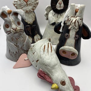 Pottery Animal Bells. Handmade Ceramic Wind Chime. Garden or Indoor ...