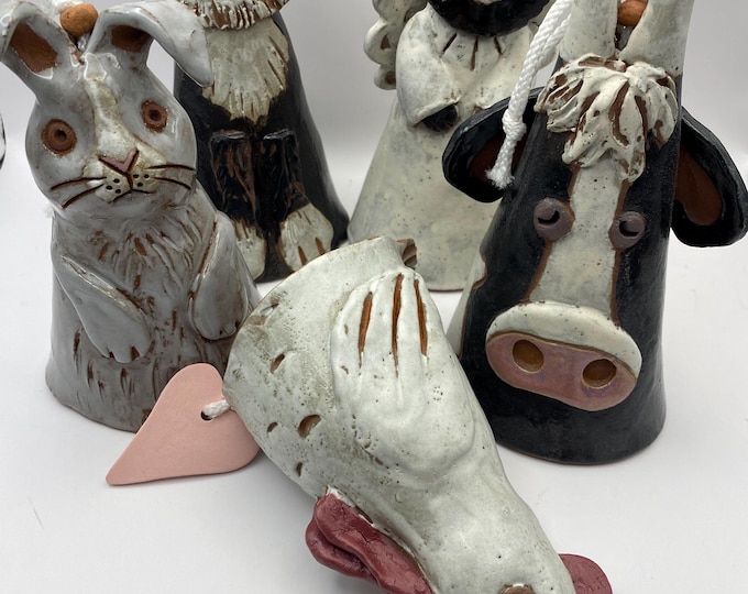 Pottery Animal Bells. Handmade Ceramic Wind Chime. Garden or Indoor ...