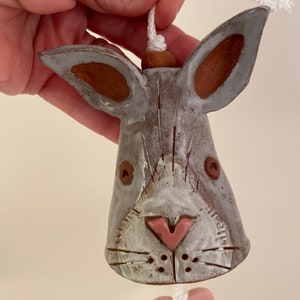 Miniature Pottery Bunny & Bird Bells, Whimsical Ceramic Windchime - Etsy