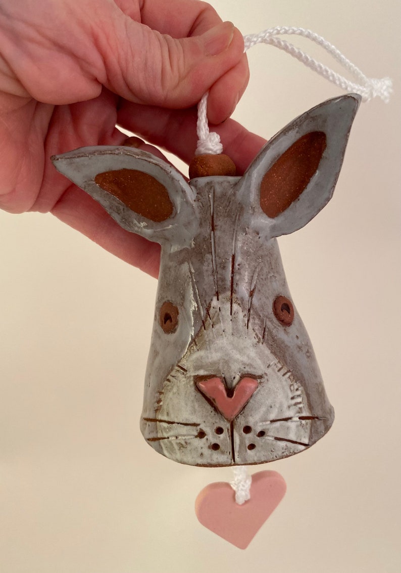 Miniature Pottery Bunny & Bird Bells Whimsical Ceramic - Etsy