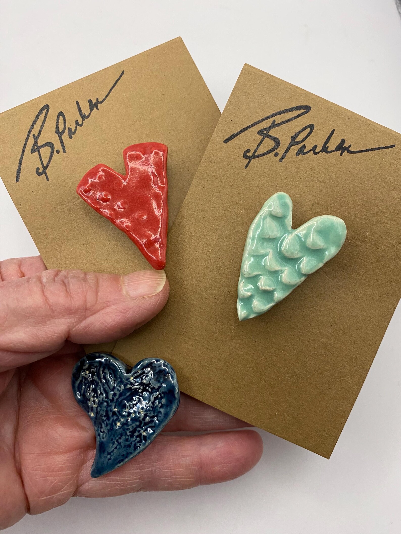 Ceramic Heart Pins, Textured Pottery Wearable Hearts - Etsy