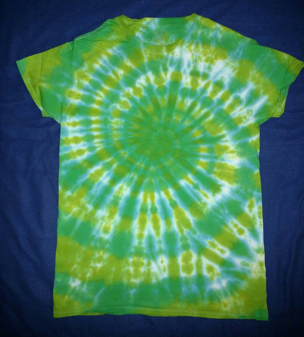 Green Spiral Tie Dye Tshirt Men's Medium 100% Cotton - Etsy
