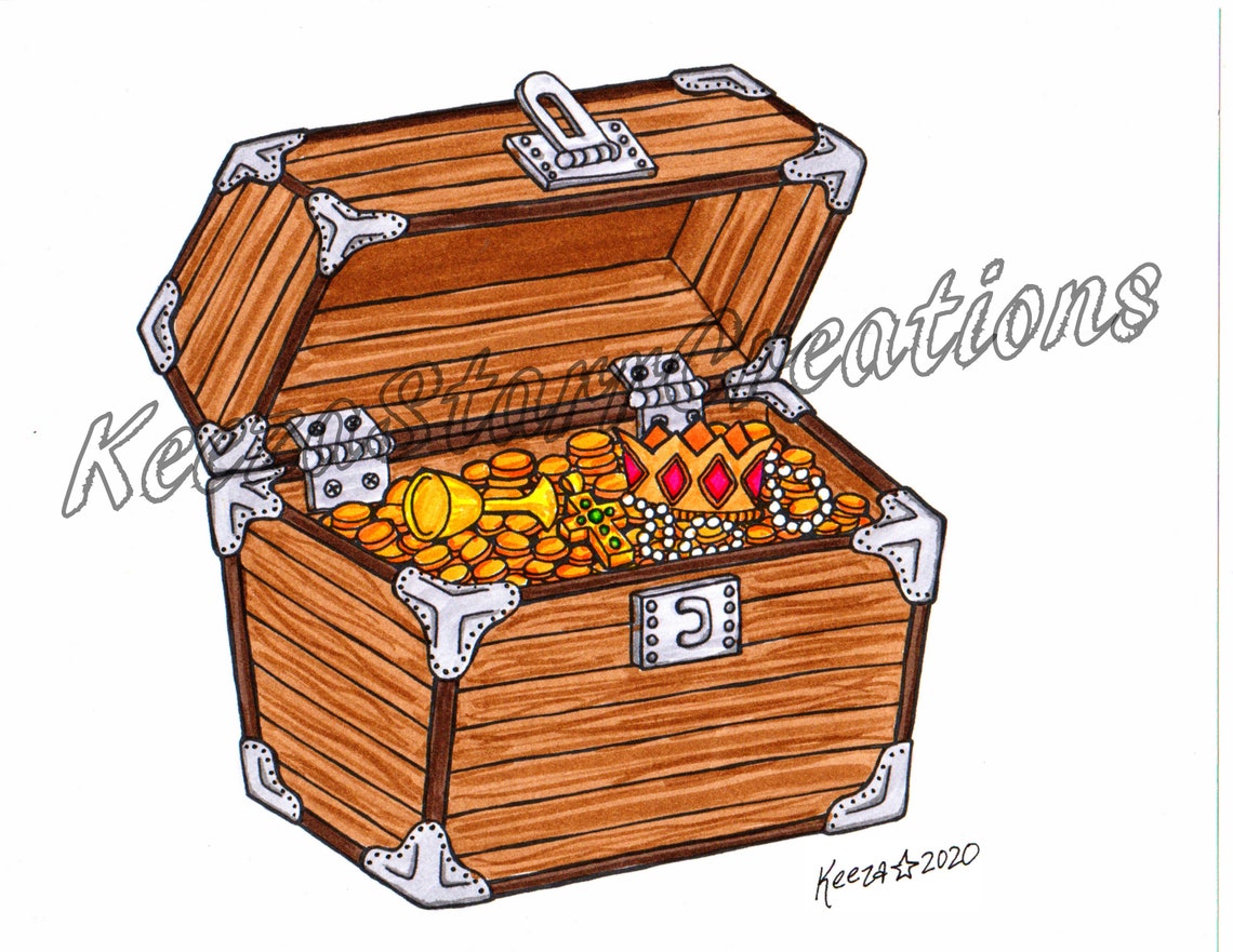 Pirate Treasure Chest Printable Coloring Page - Etsy
