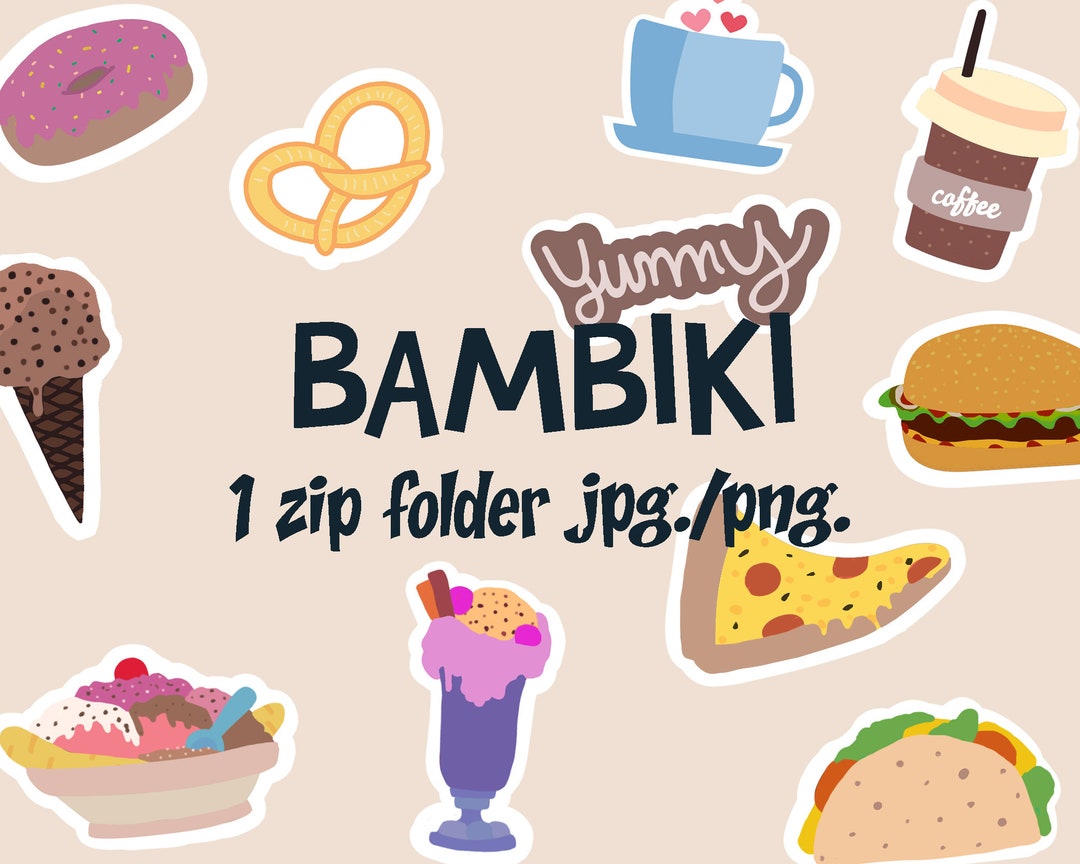 Illustrated Food Stickers, Planner Stickers, Instant Download, Editable ...
