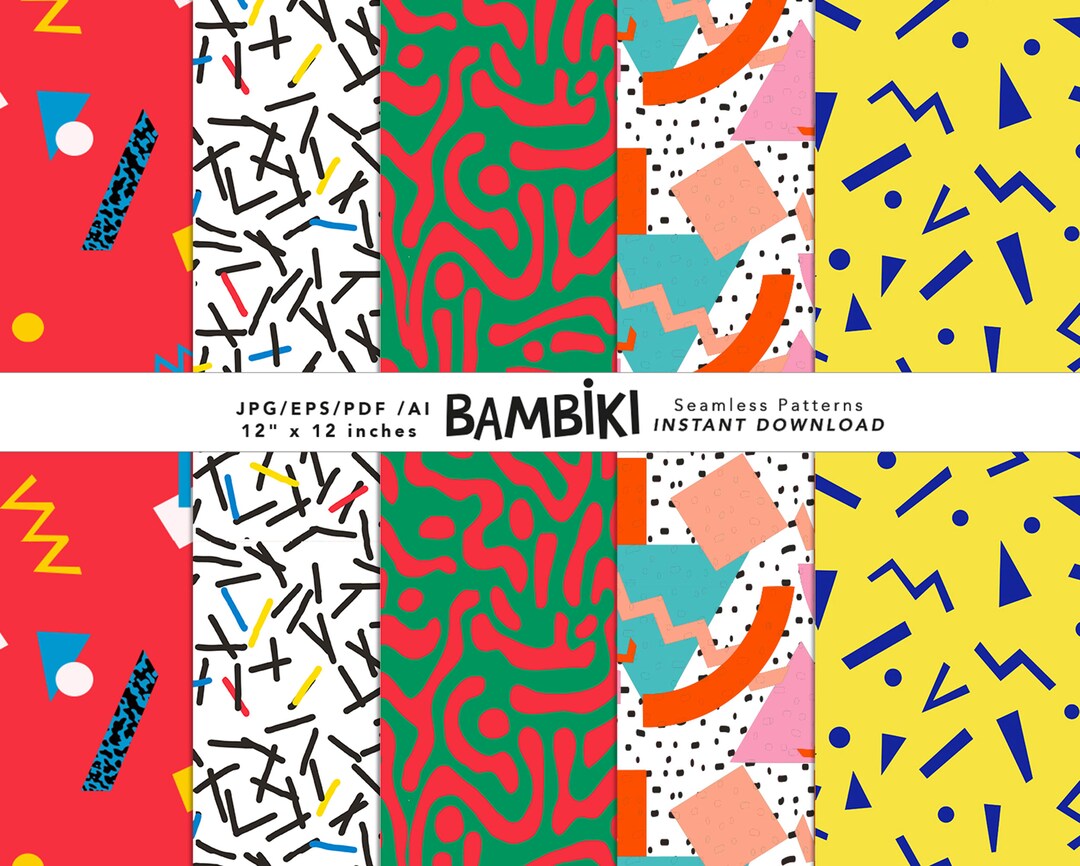 Memphis Seamless Pattern, Funky 80s Style, Patterns for Fashion Prints ...