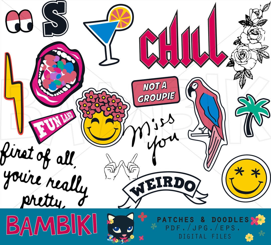 INSTANT DOWNLOAD Patches and Stickers Design. Digital, Printable and ...