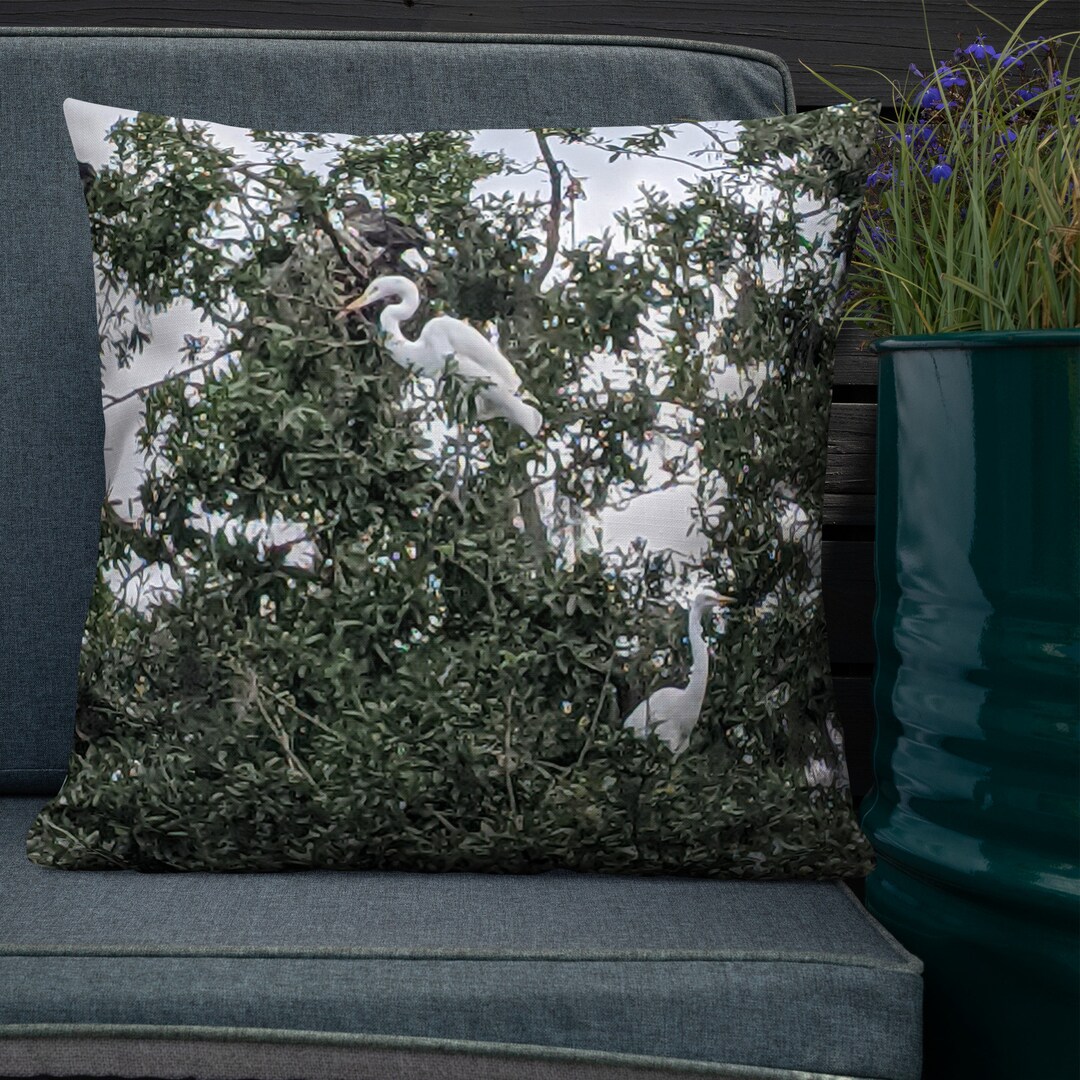 Ibis Nesting in Trees Throw Pillows | White Ibis Lover Pillows | Wild ...