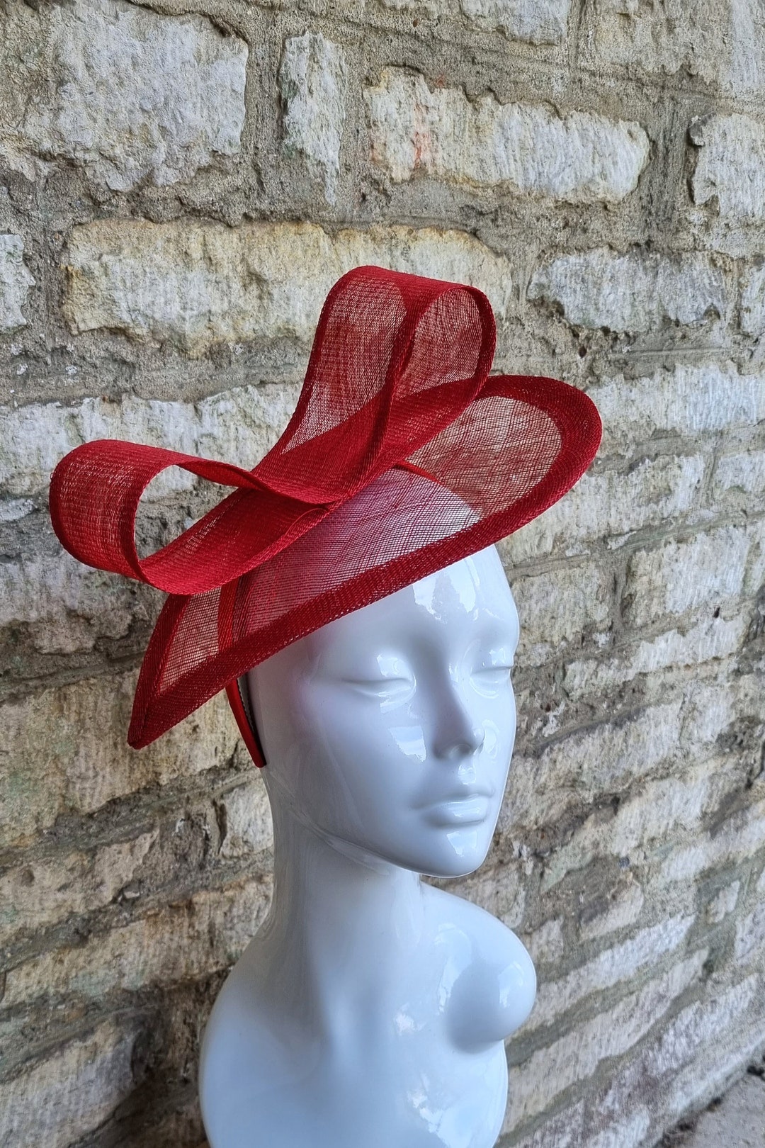 Red Teardrop Fascinator Hat: Handmade Sinamay Bow Headband - Etsy