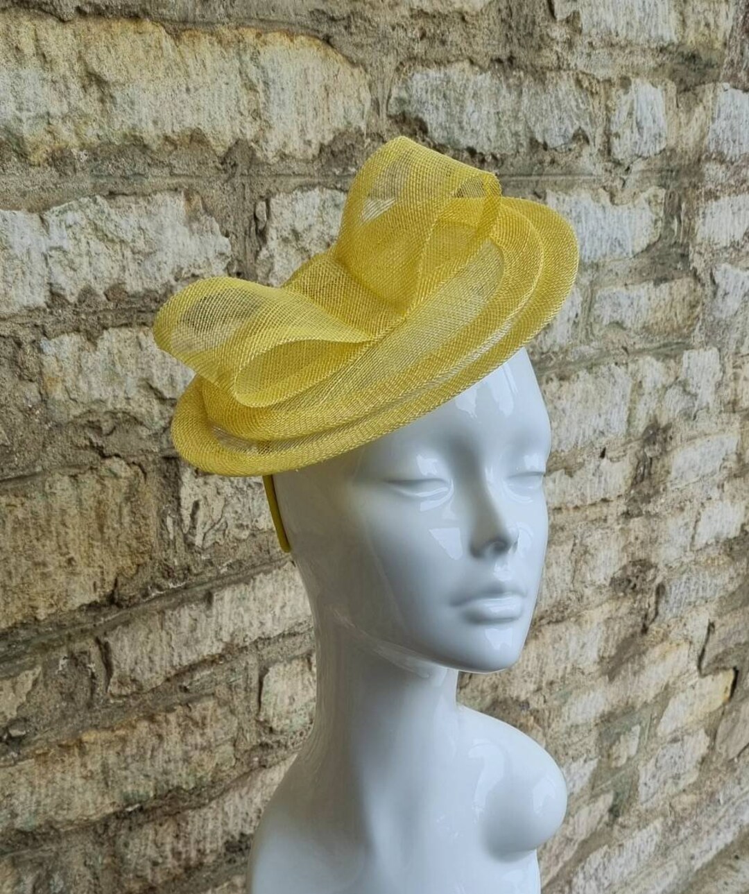 Yellow Fascinator Hat on Headband Mini Oval Hatinator for Races Tea ...