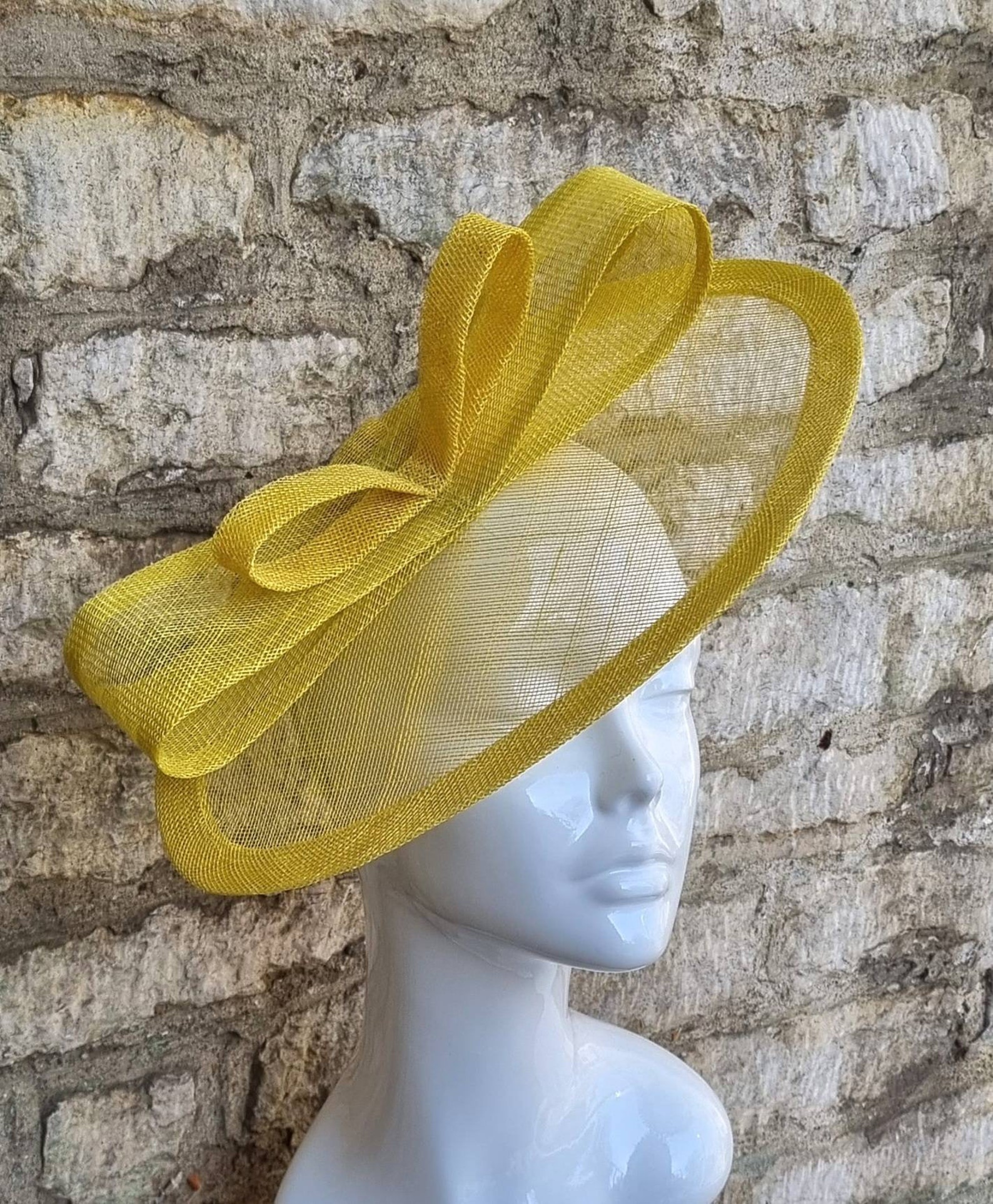 Yellow Fascinator Wedding Hat on Headband Dark Yellow Sinamay | Etsy