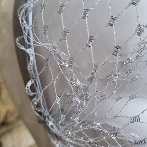 Silver Veil Metallic Silver Stiffened Wedding Veil on Wide Headband for ...