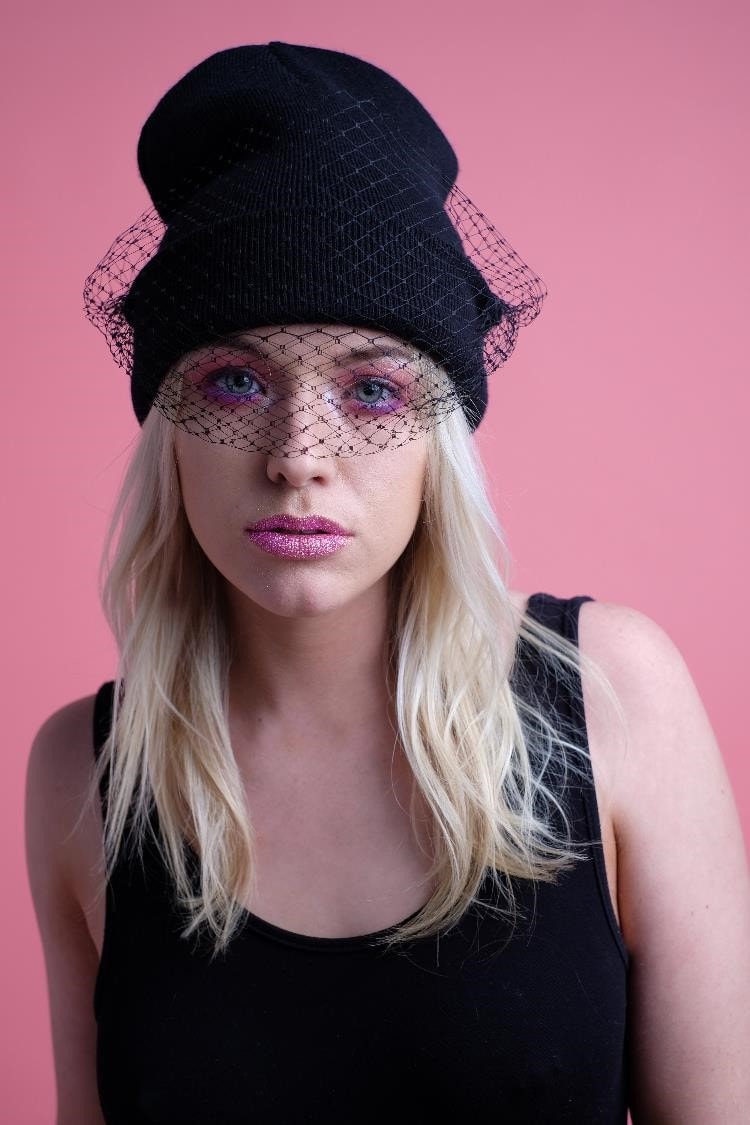 Veiled Black Beanie Hat With Black Fascinator Veil Funeral Veil Hat ...