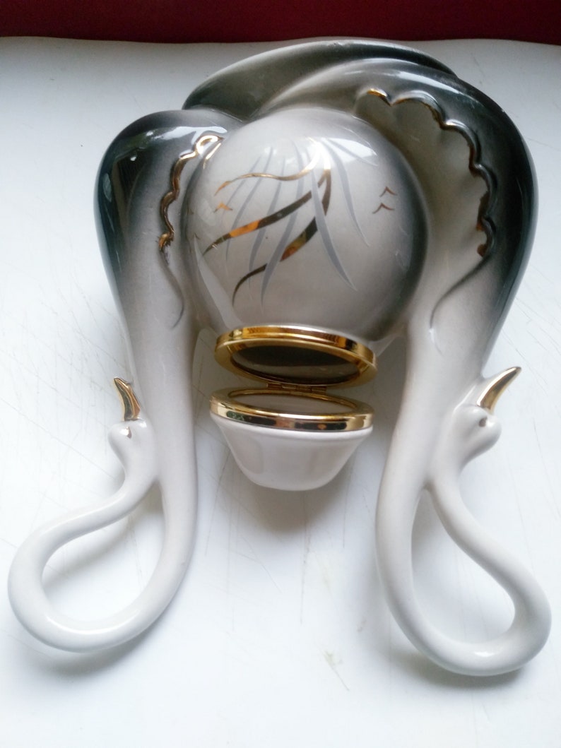 Capodimonte Double Swan Capodimonte Porcelain Trinket Jewelry Ornament ...