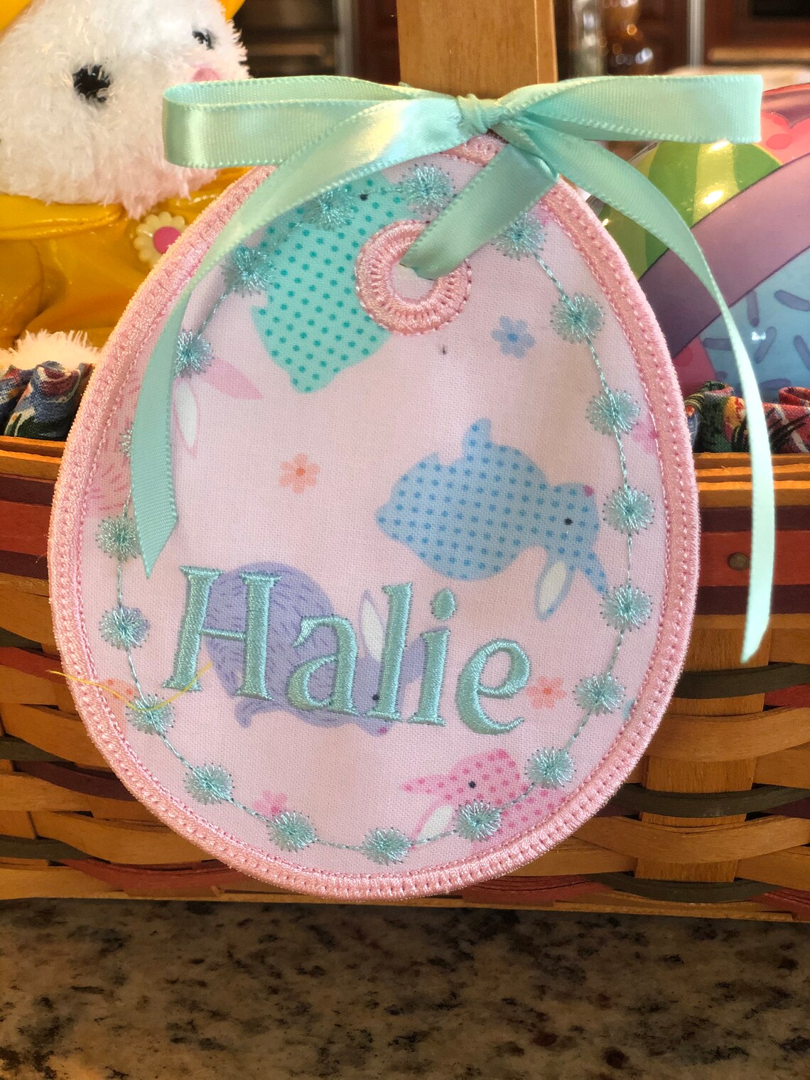 Easter Basket Tag, Egg Name Tag, Embroidered ,appliqué, Personalized - Etsy