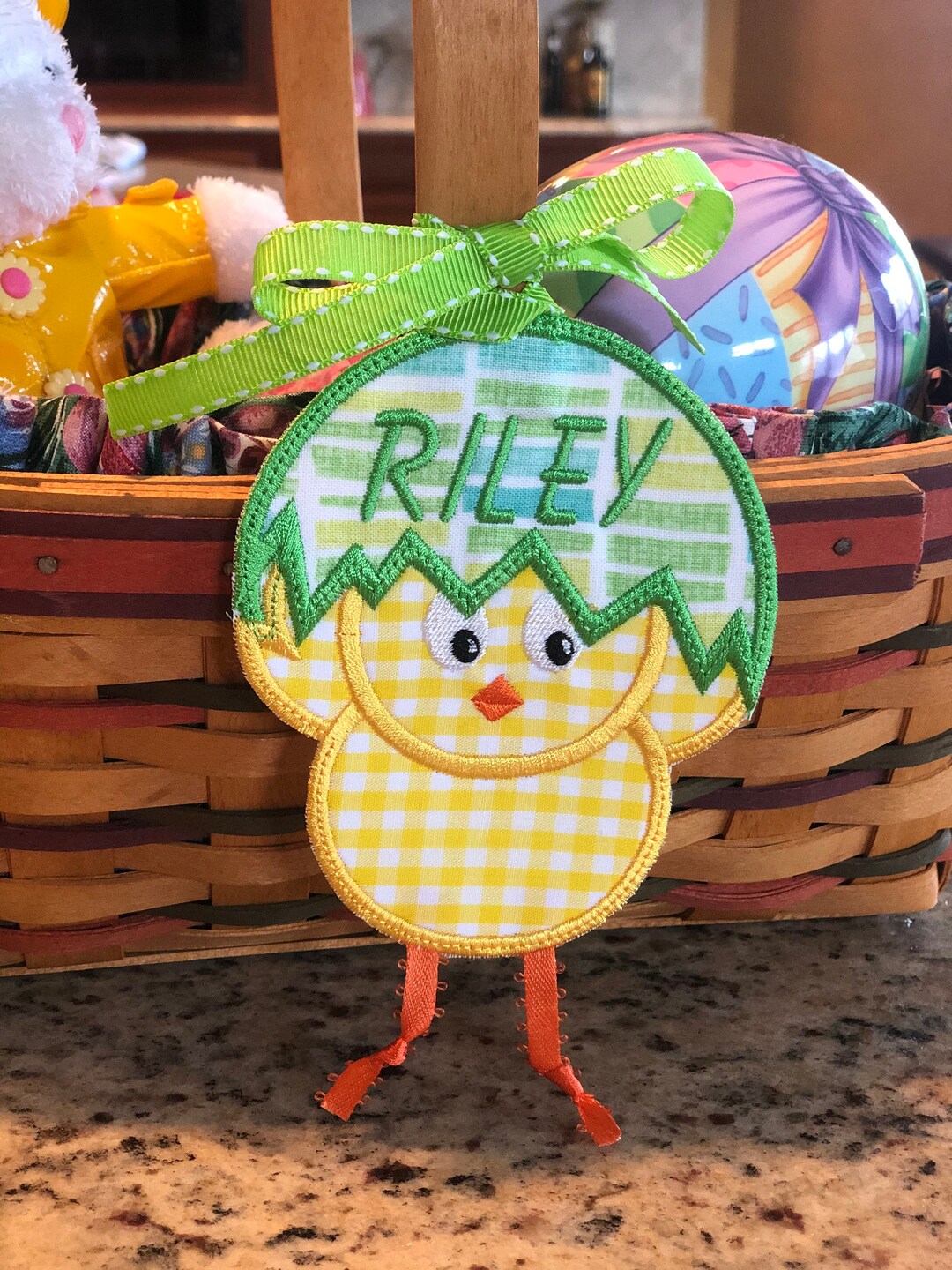 Easter Basket Tags, Chick Name Tag, Embroidered, Personalized, Appliqué ...