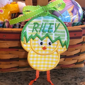 Easter Basket Tags, Chick Name Tag, Embroidered, Personalized, Appliqué ...
