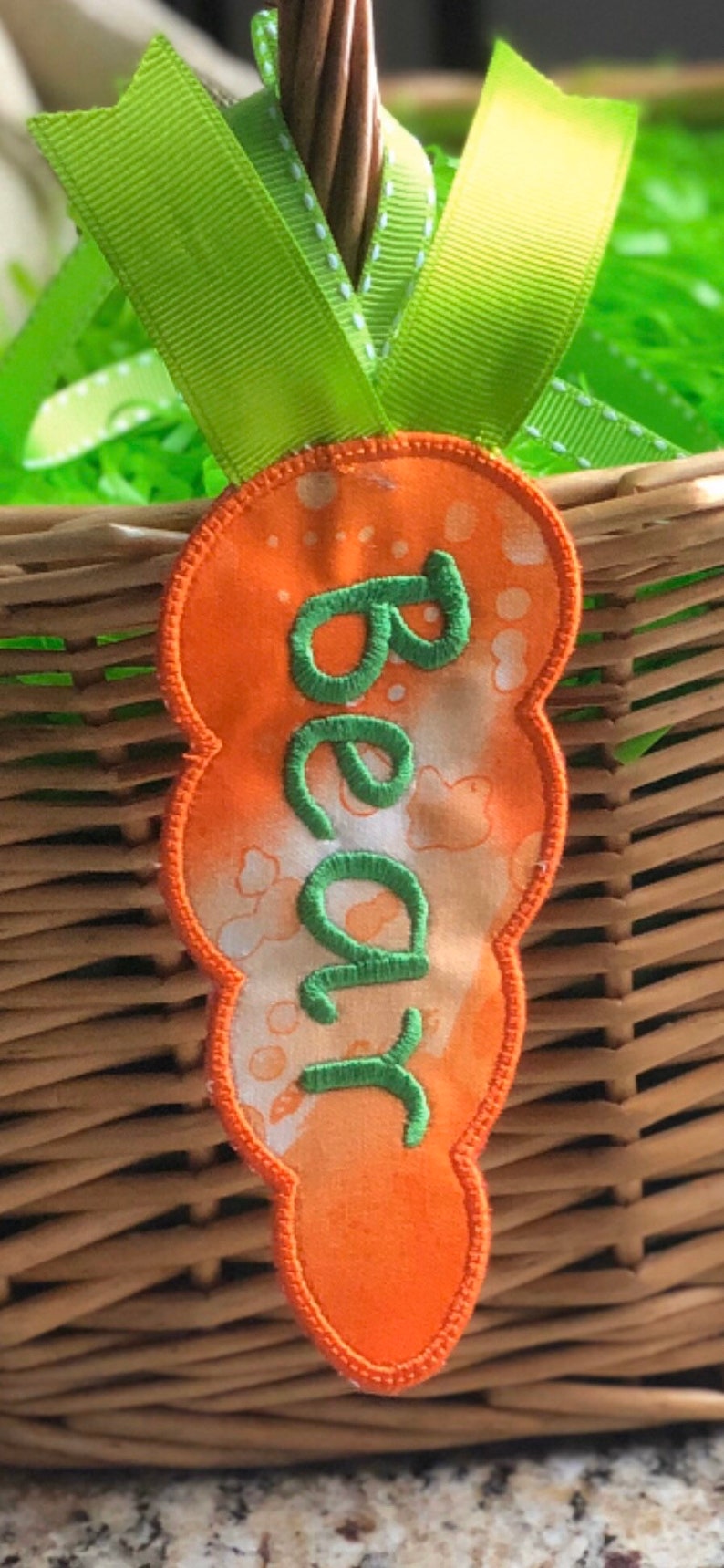Easter Basket Tag Carrot Name Tag Personalized Embroidered - Etsy