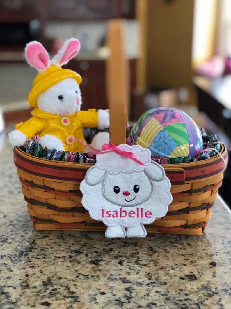 Easter Basket Tag, Easter Lamb, Embroidered ,appliqué, Personalized - Etsy
