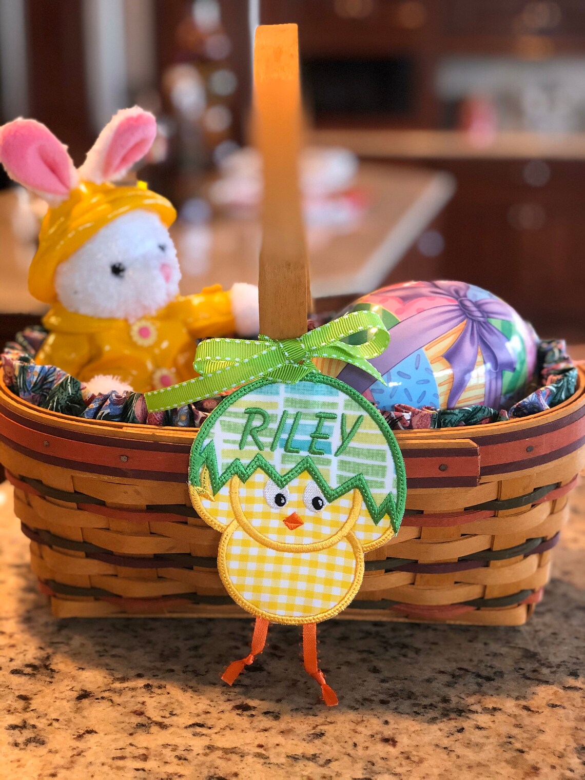 Easter Basket Tags Chick Name Tag Embroidered Personalized - Etsy