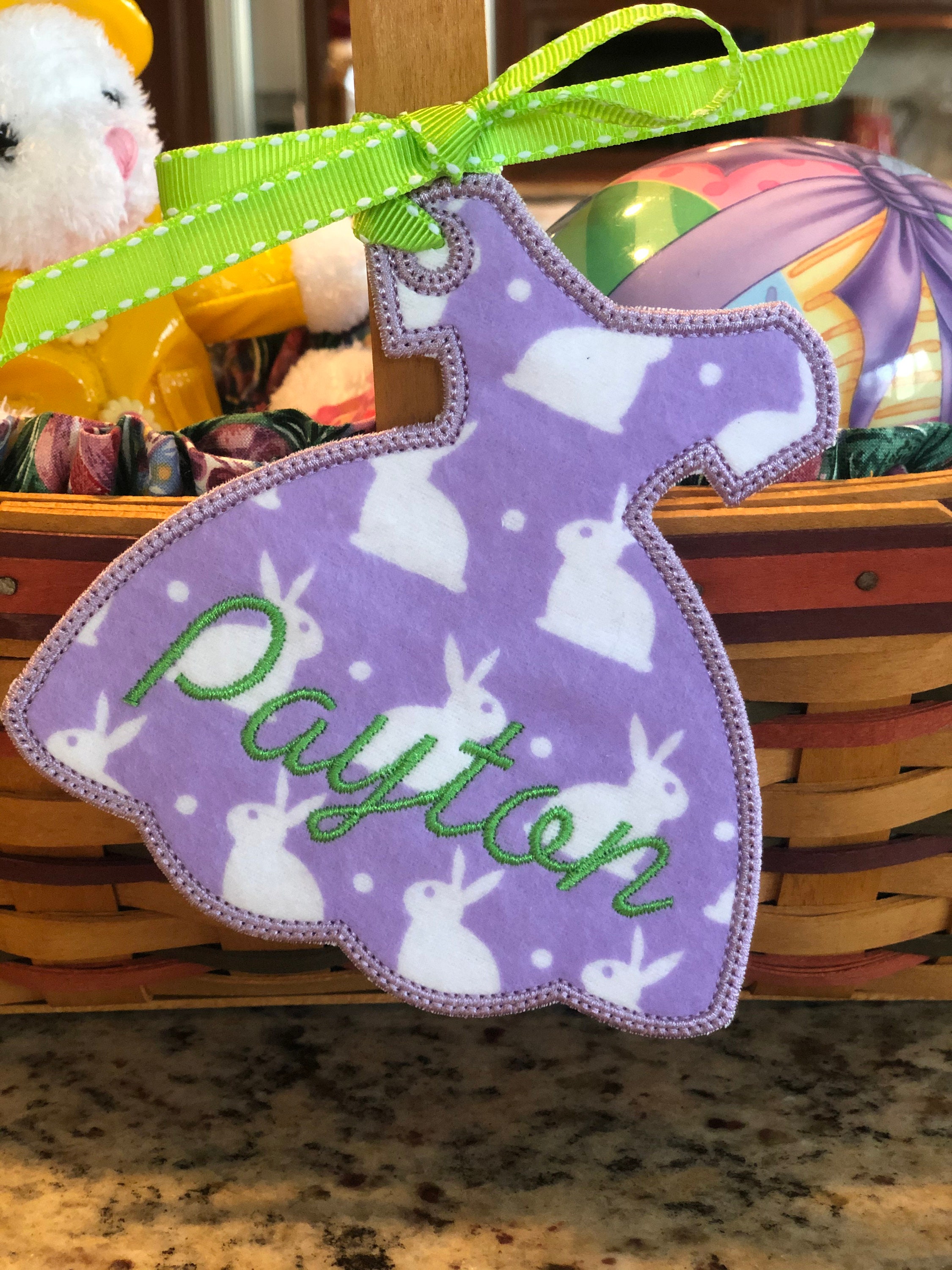 Easter Basket Tag Personalized Easter Dress Embroidered | Etsy