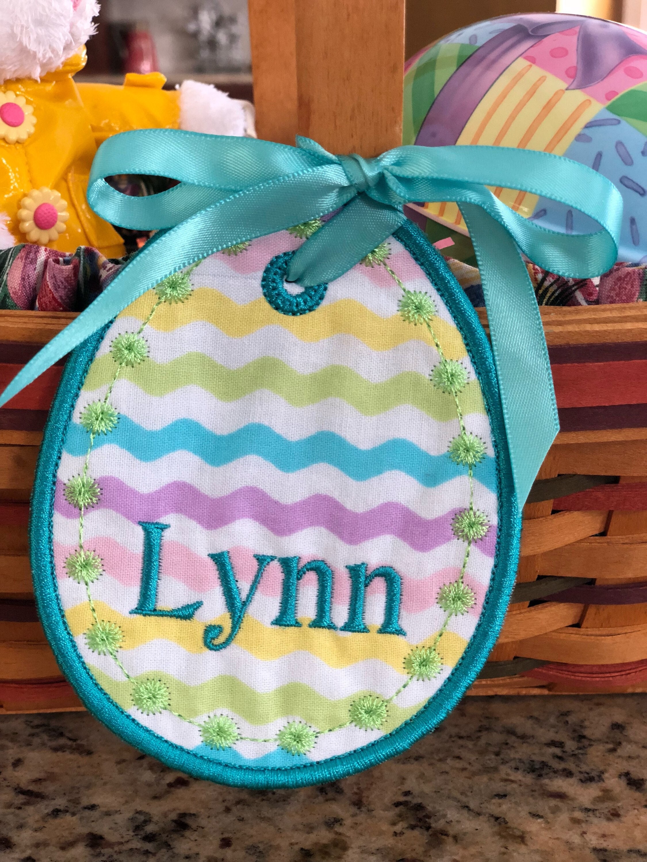 Easter Egg Basket Name Tag Embroidered ,appliqué, Personalized - Etsy
